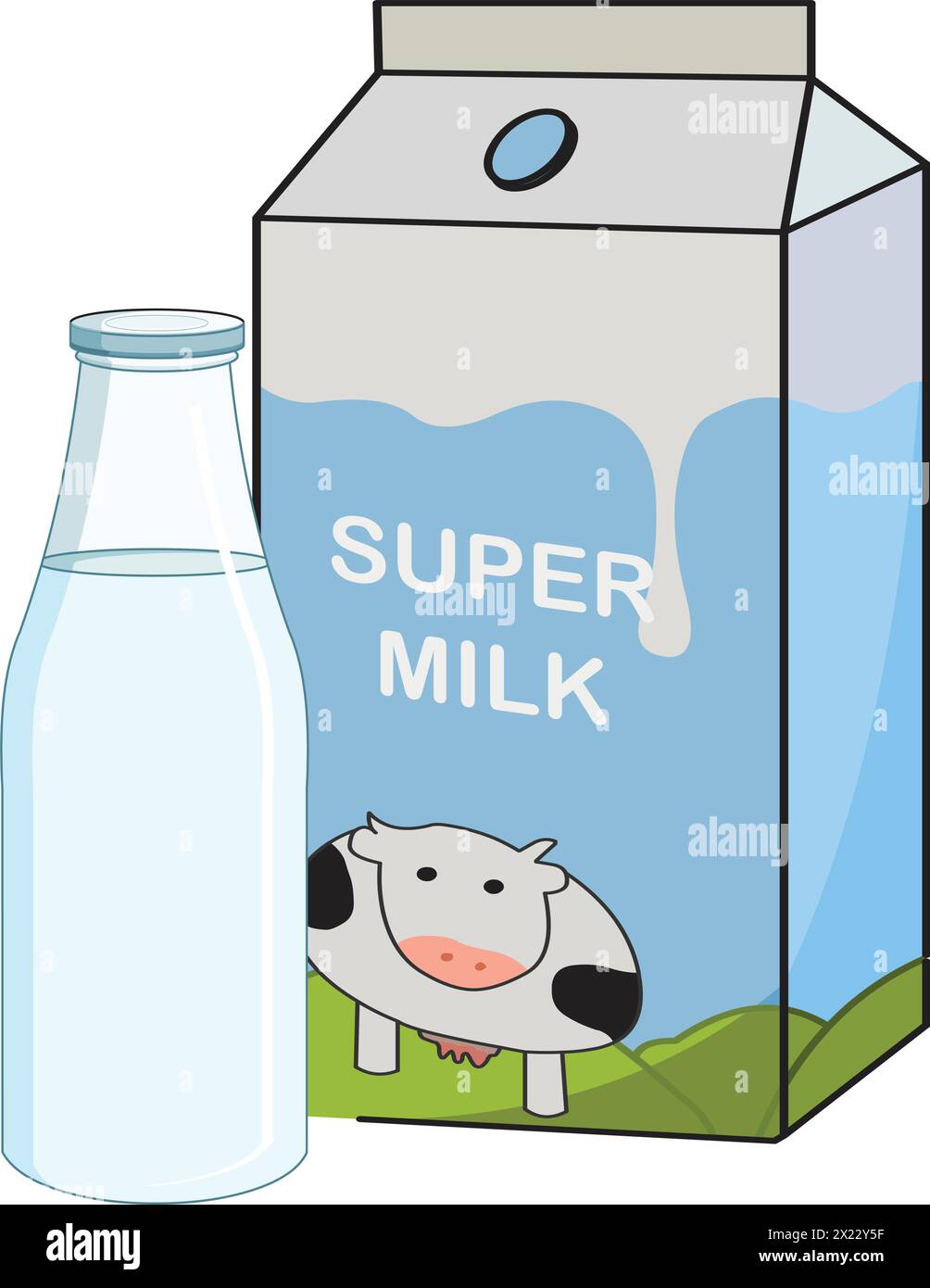 Vector illustration showing milk bottle and packet Stock Vector Image ...
