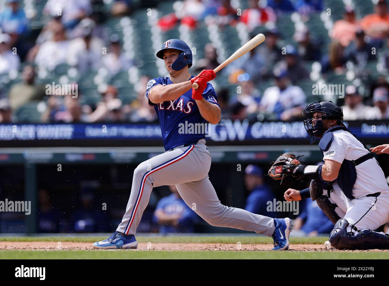 DETROIT, MI - APRIL 18: Texas Rangers designated hitter Wyatt Langford ...