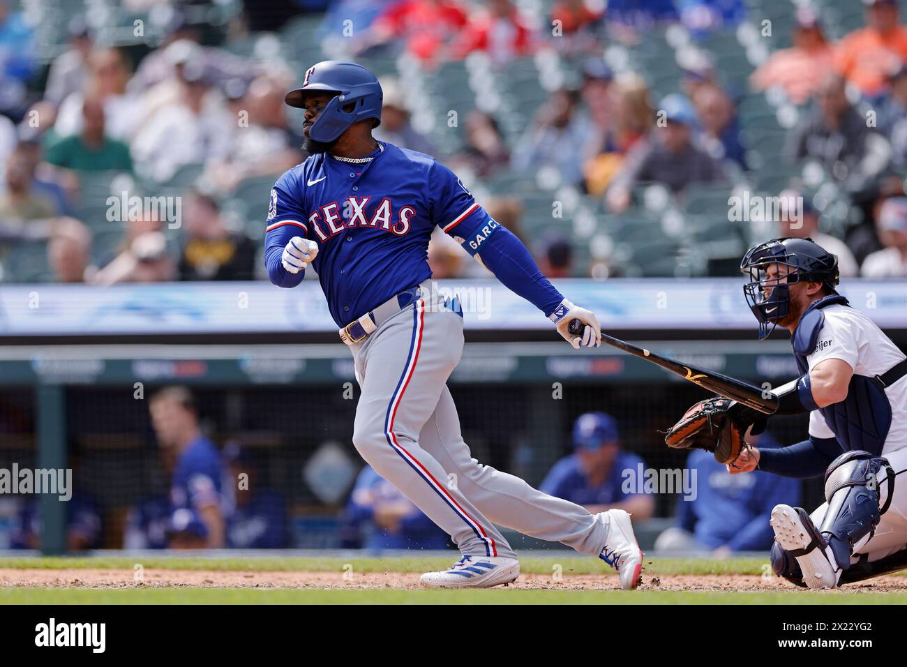 DETROIT, MI - APRIL 18: Texas Rangers outfielder Adolis García (53 ...