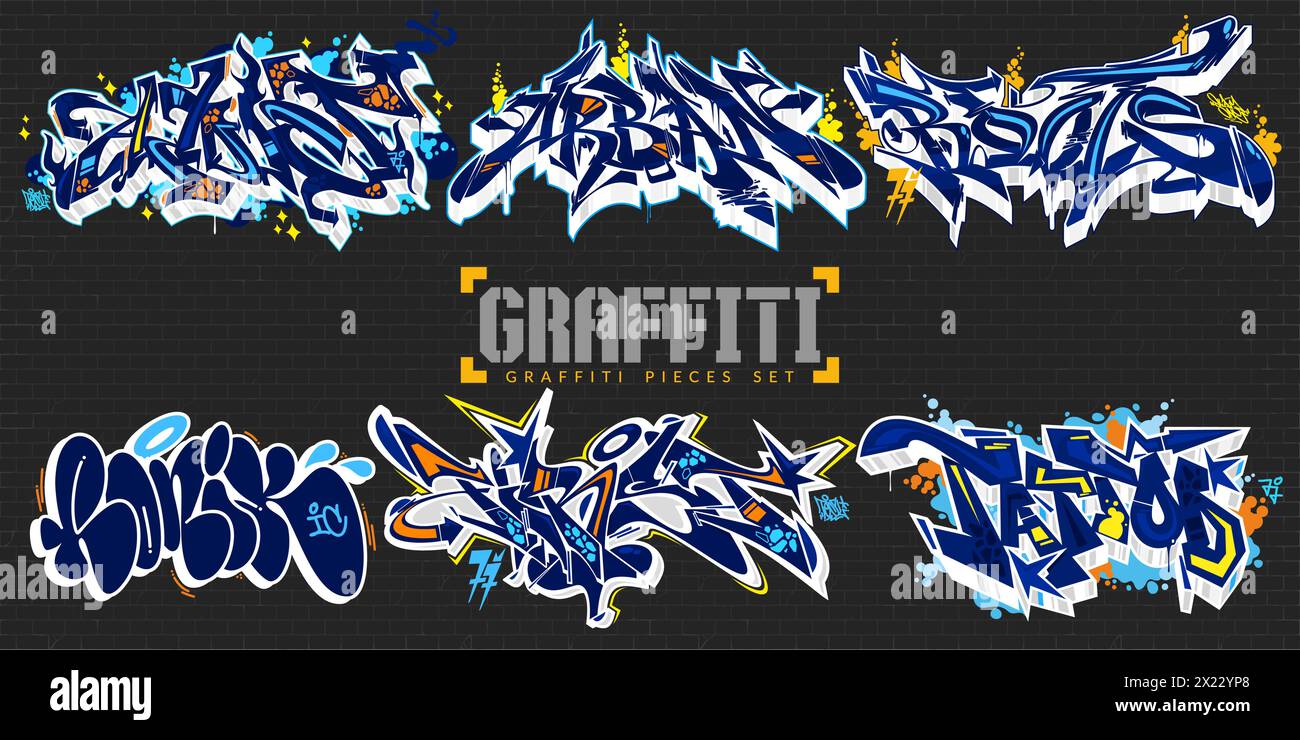 Dark Abstract Colorful Urban Street Art Lettering Vector Illustration ...