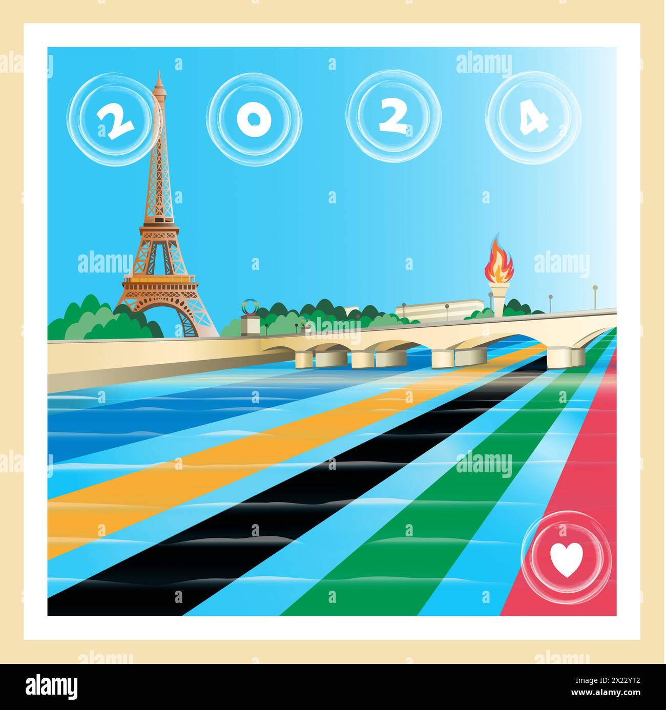 Paris, France, July 2024. Vector Illustration. The Summer Olympics ...