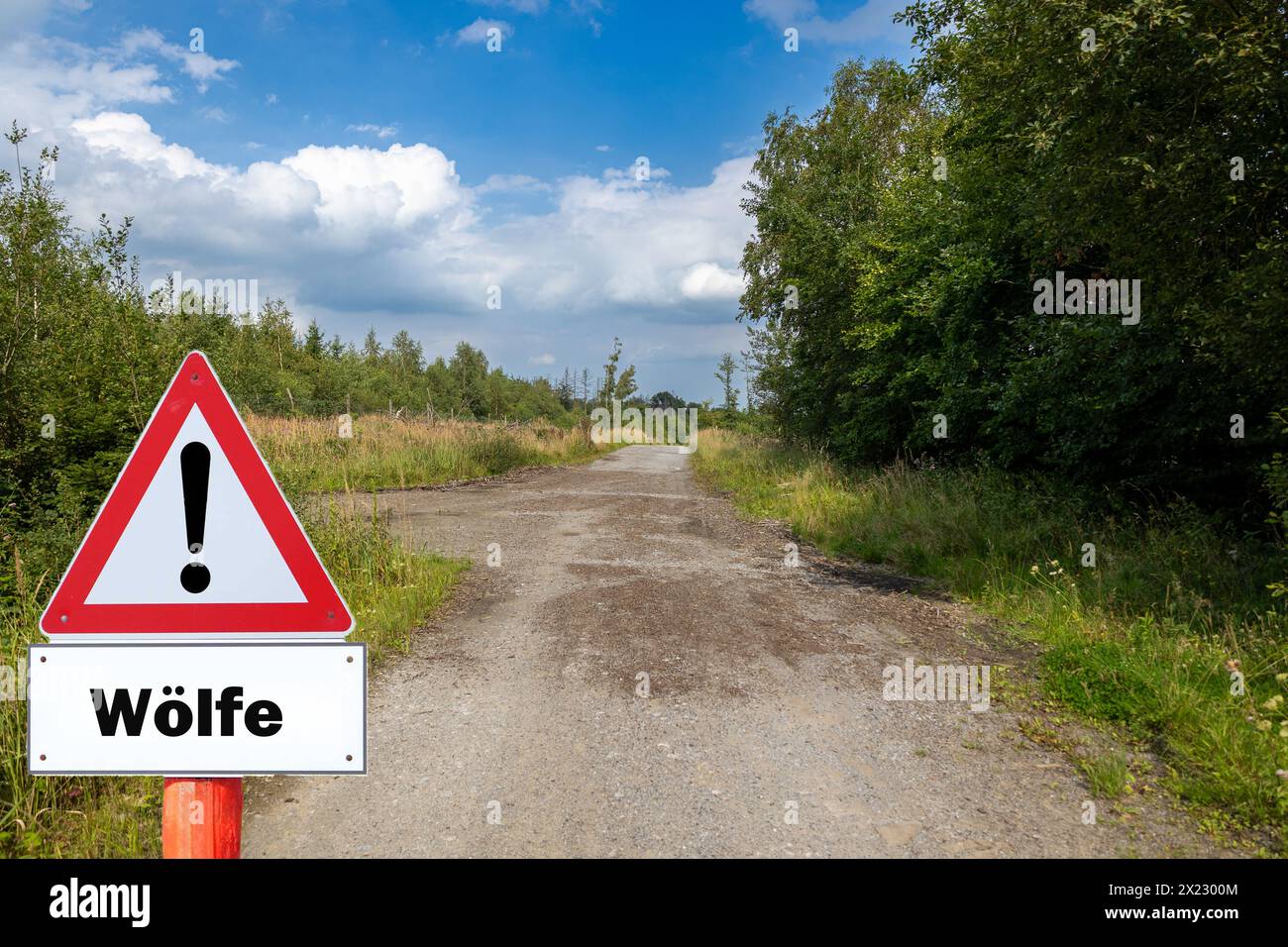 Warning sign Wolf in Germany Stock Photo - Alamy