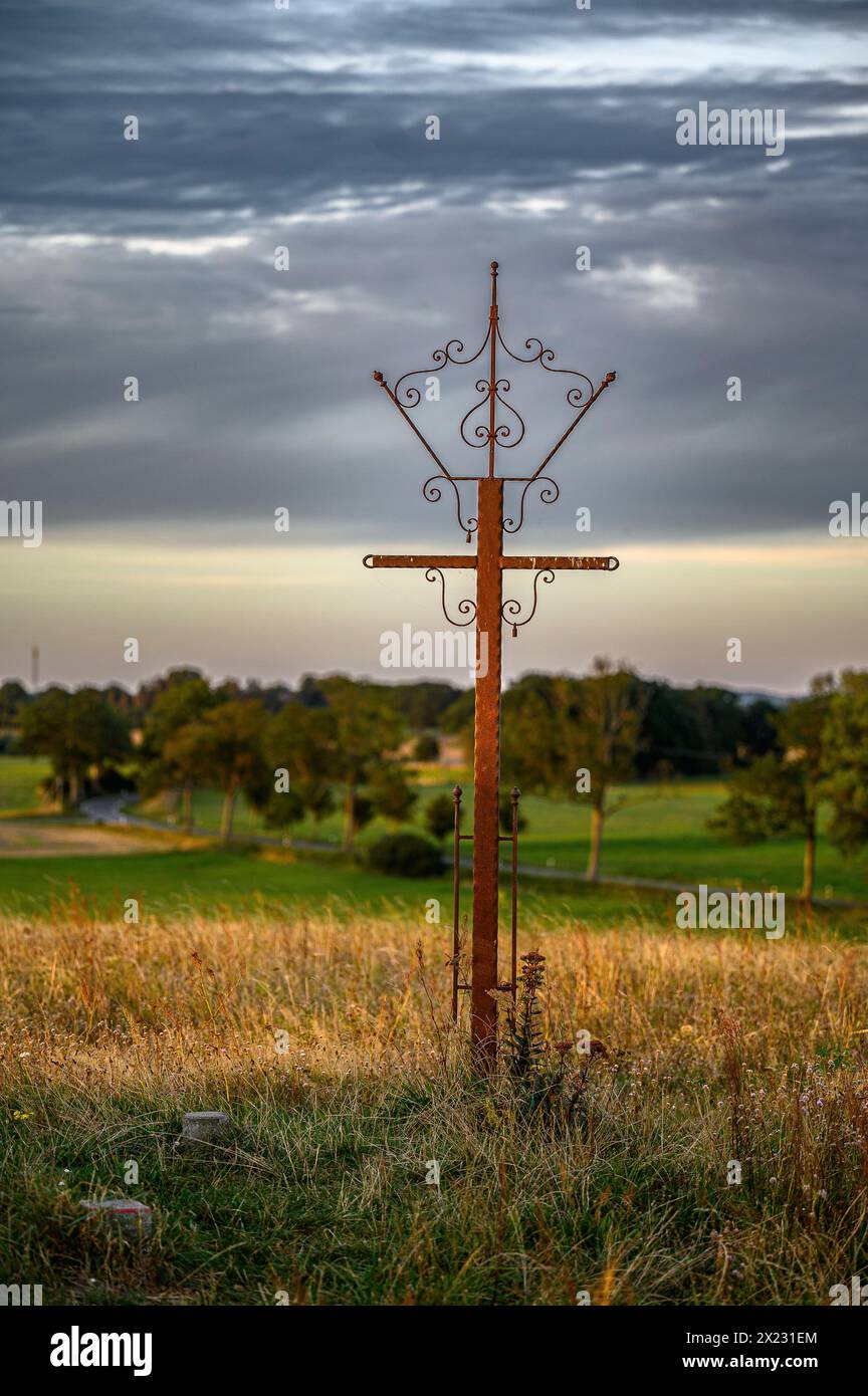 Summit cross on the Jungfernberg, 18 meters above sea level and highest ...
