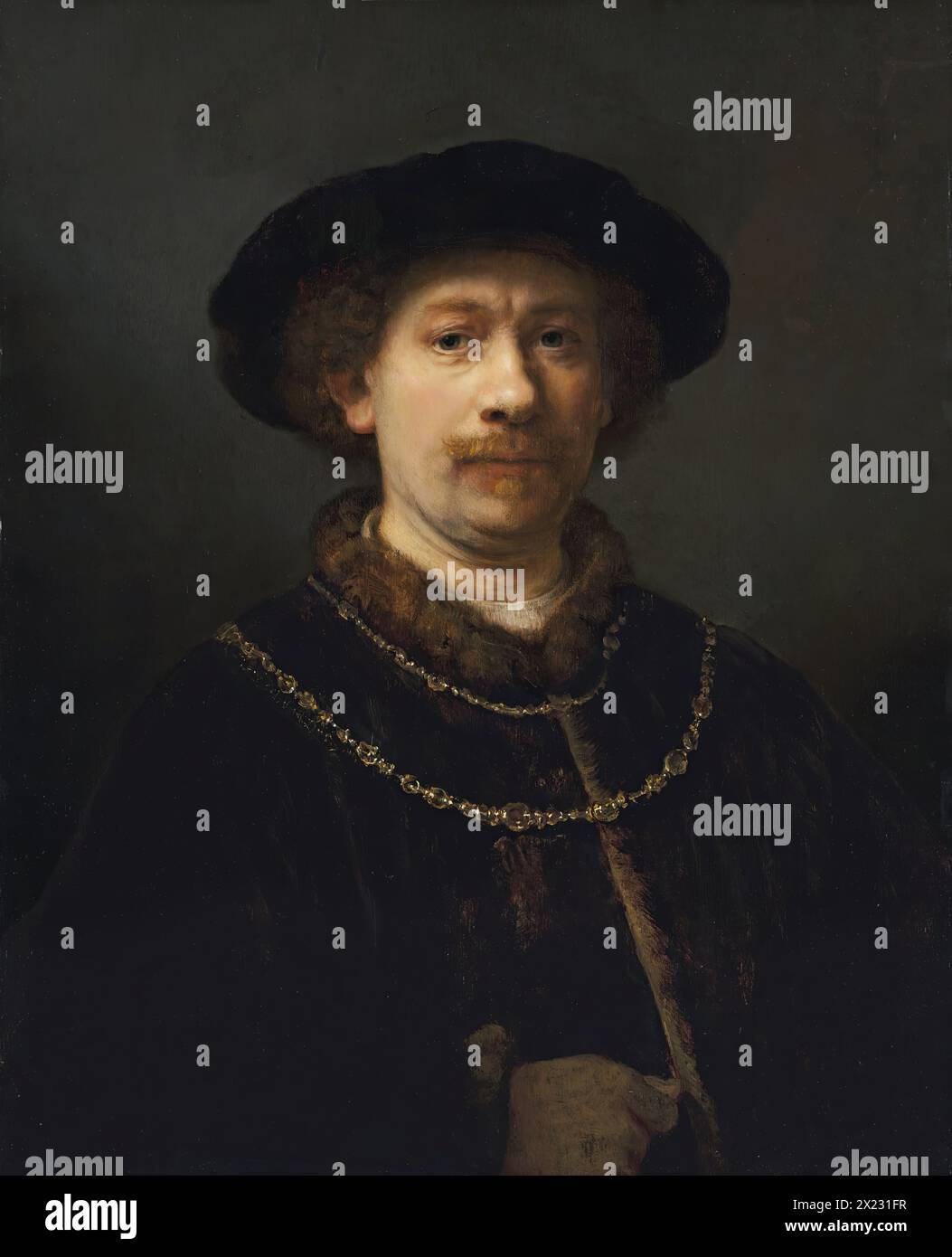 Dutch art netherlands 17th century rembrandt self portrait hat gold ...