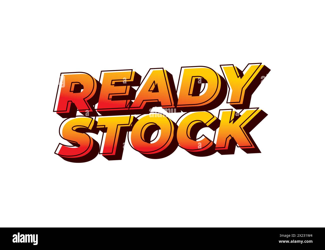 Ready stock. Text effect design in 3 dimension style in yellow red ...