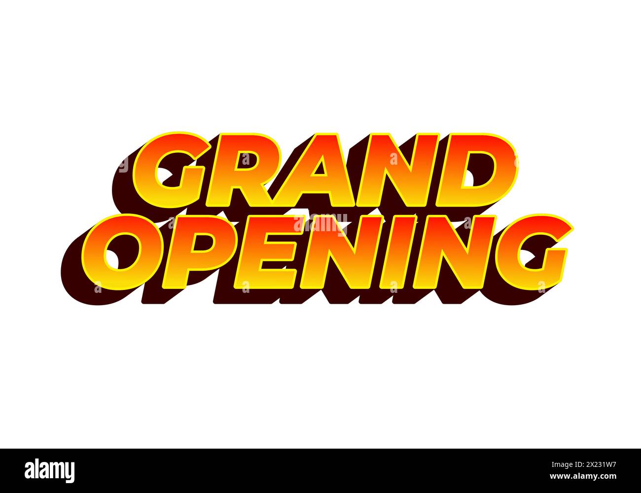 Grand opening. Text effect design in yellow red color with 3 dimension ...