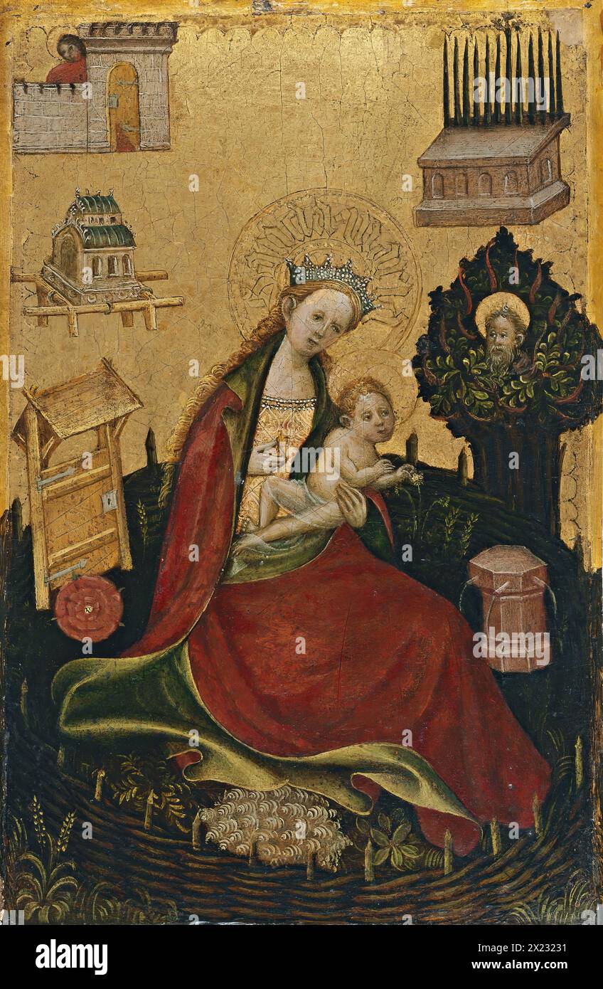 Diptych with symbols of the Virgin and Redeeming Christ: Virgin and ...