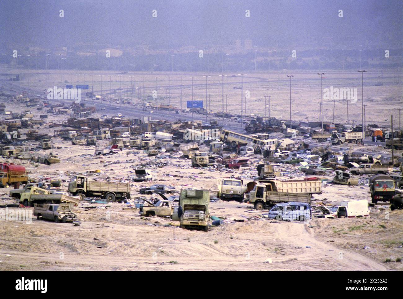 First Gulf War: 1st April 1991 Wrecked Iraqi Army vehicles along ...