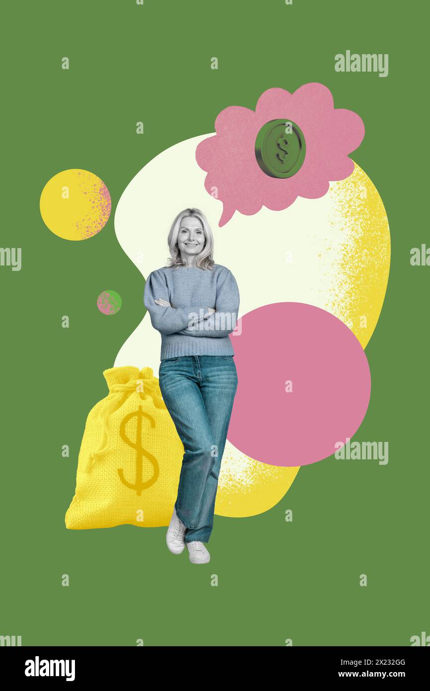 Vertical creative picture collage standing mature woman business ...