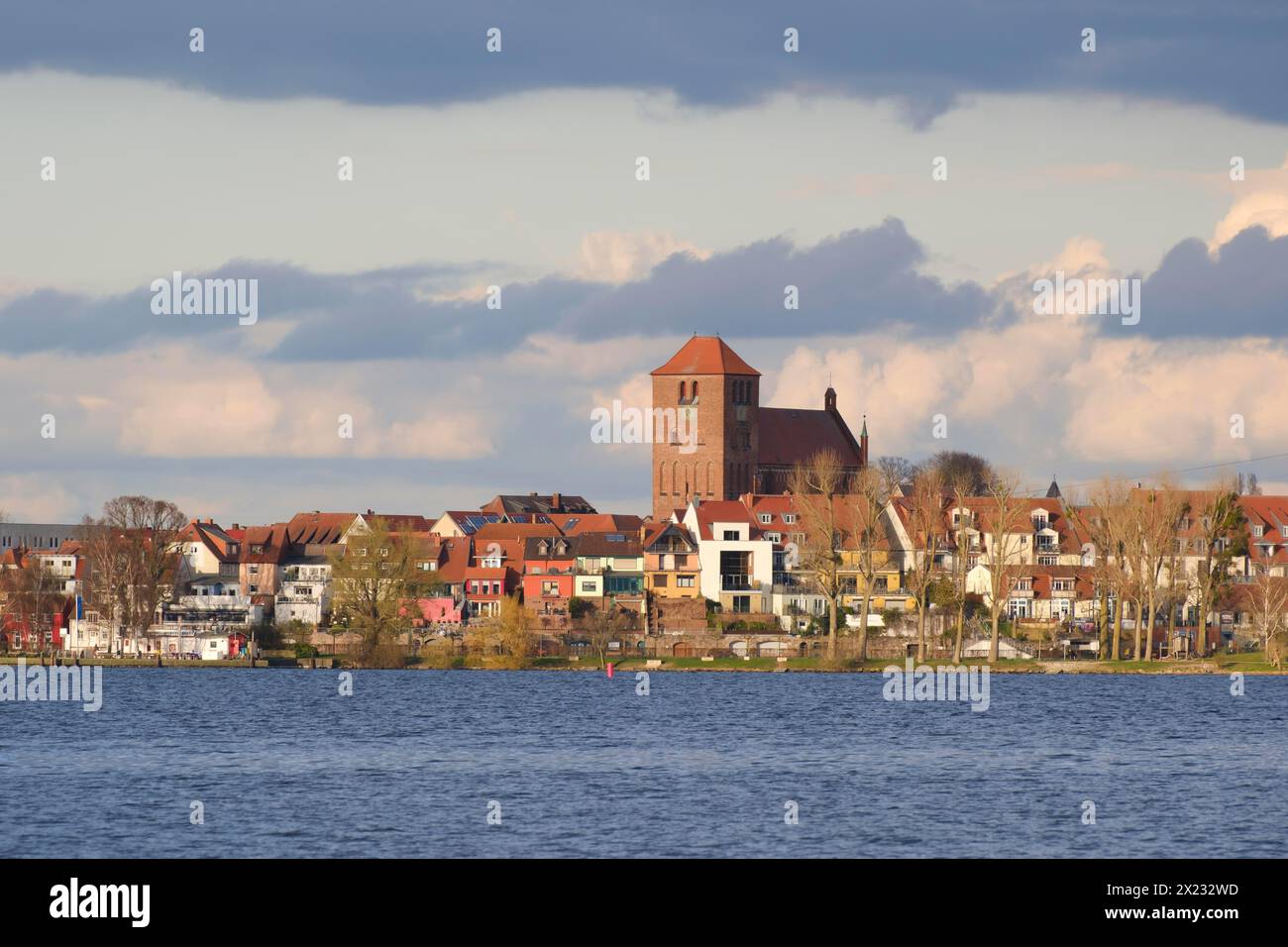 Town view Waren with church St. Georgen, Mueritzsee, Waren, Mueritz ...