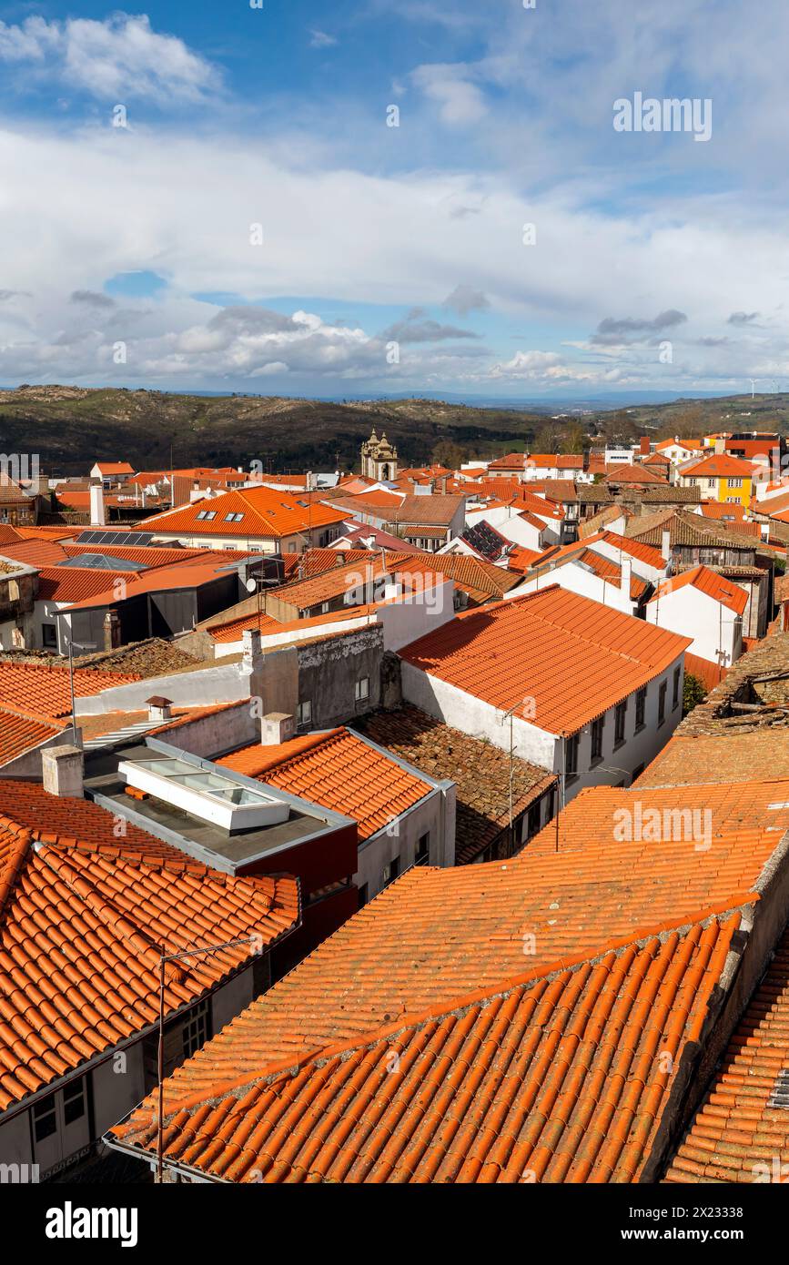 Elevated panoramic view of Guarda old town. Portugal Stock Photo - Alamy