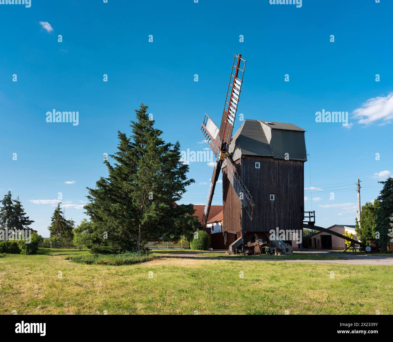 Mill, Windmill, Bockwindmuehle, Wolkwitz, Saxony, Germany Stock Photo ...