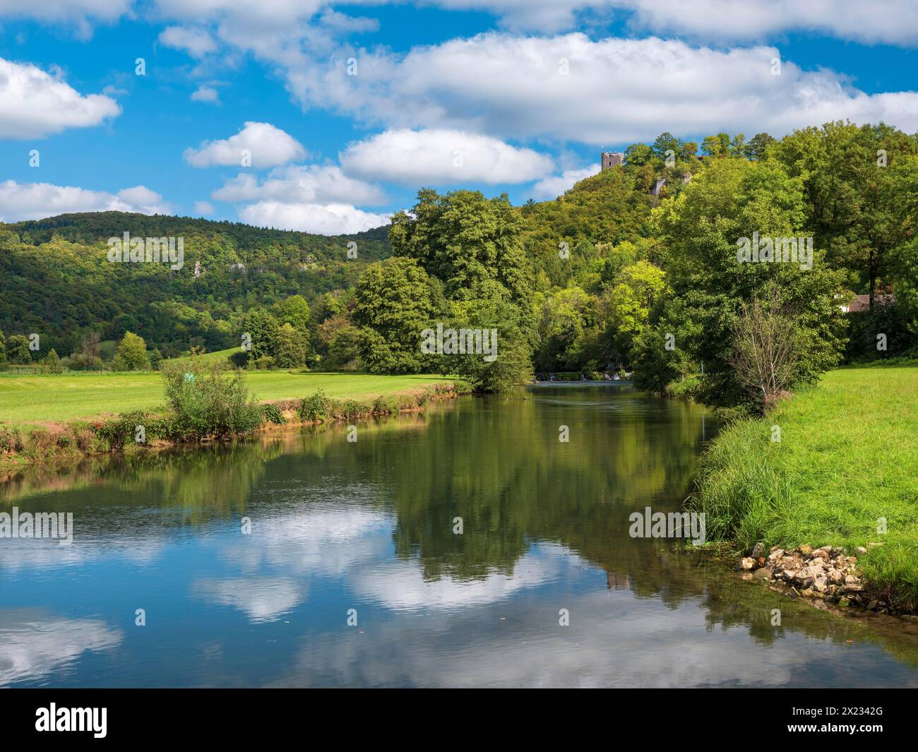 The River Wisent at Neideck Castle, near Ebermannstadt, Franconian ...