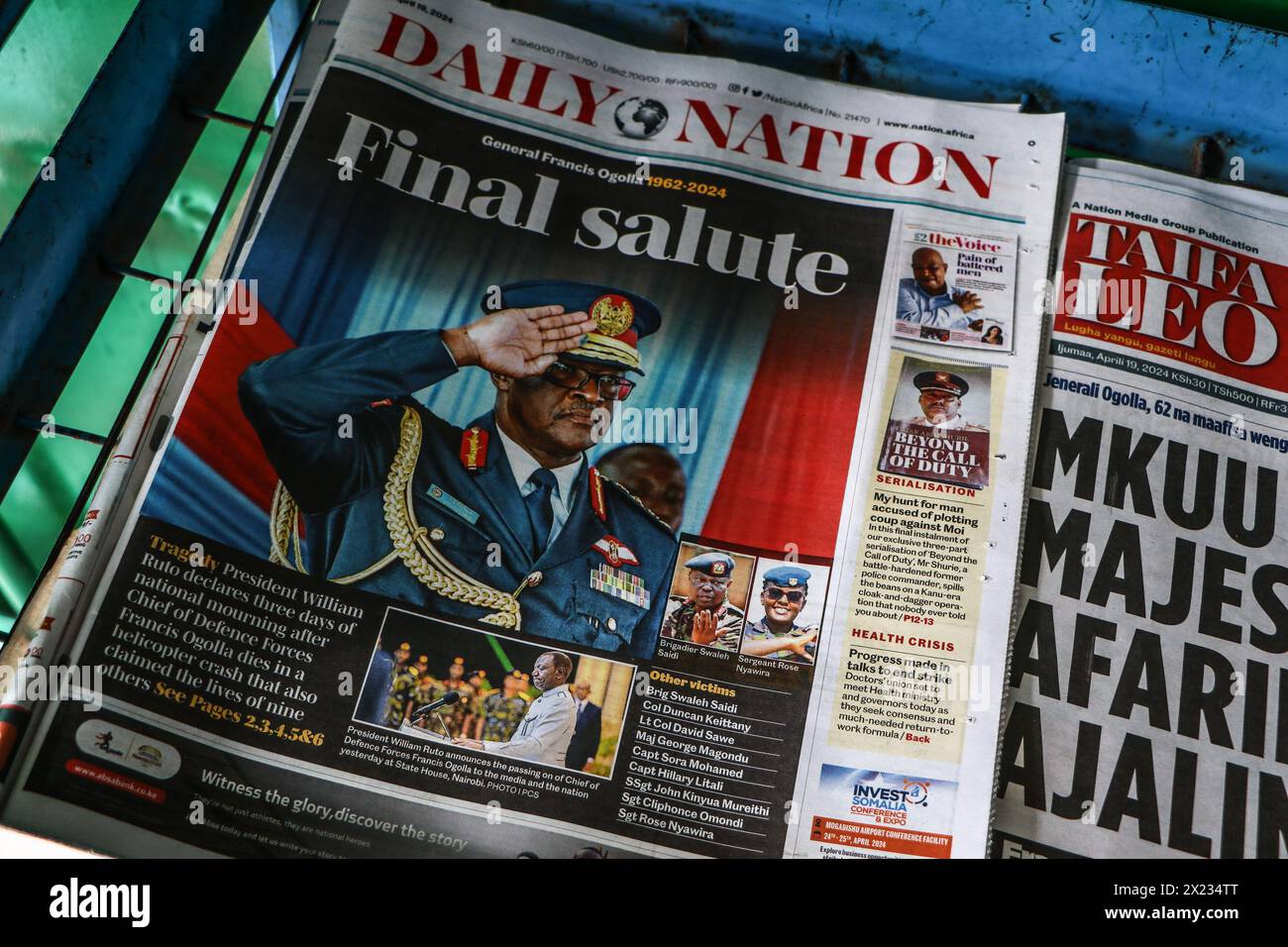 Nakuru, Kenya. 19th Apr, 2024. View of Kenyan newspapers featuring the ...