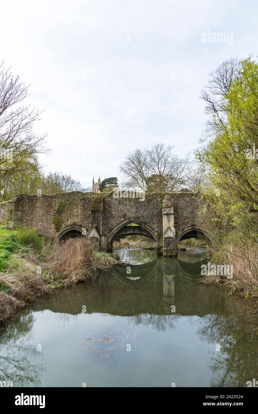 Old abbey precinct wall over the river lark hi-res stock photography ...