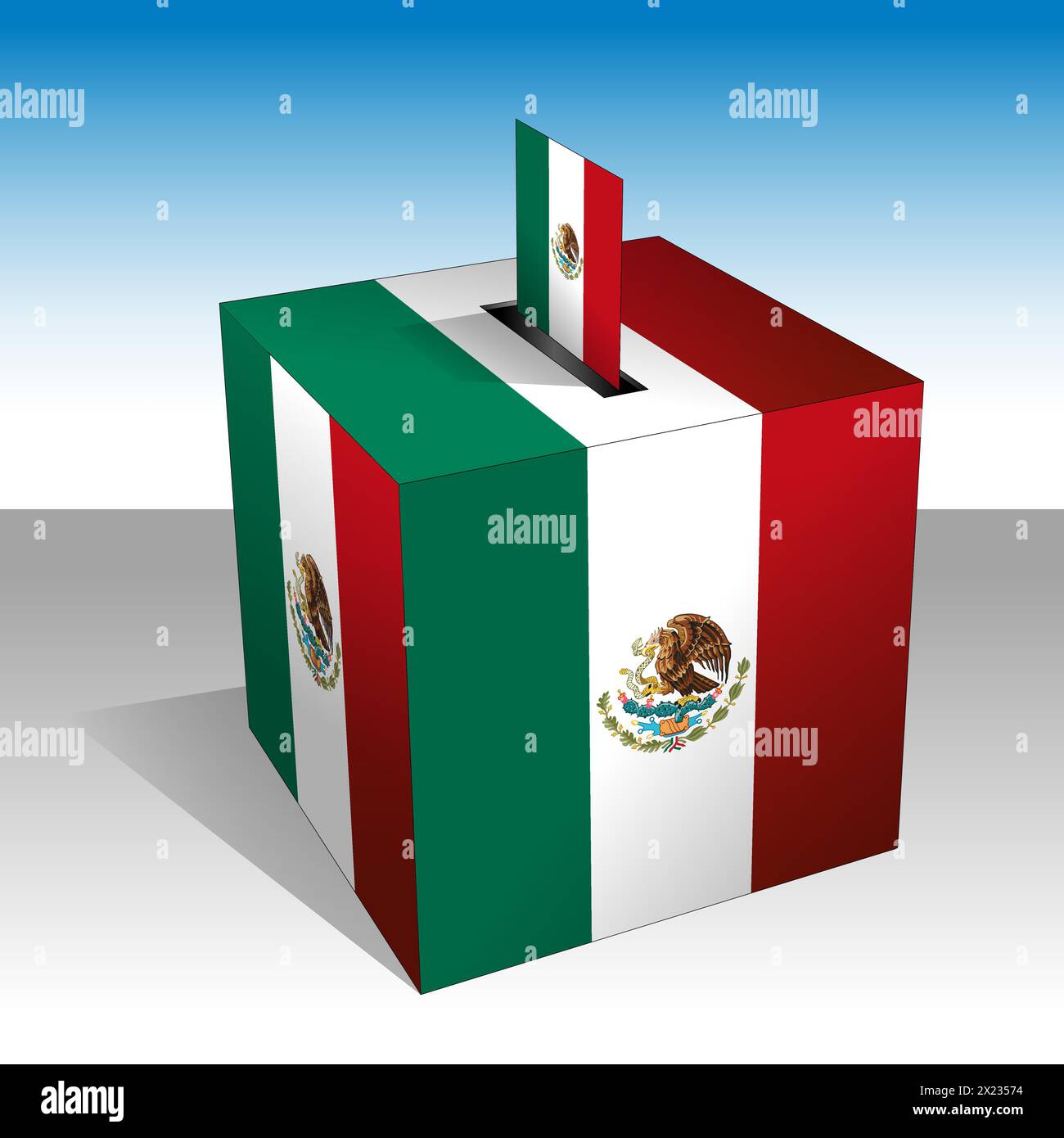 Mexico, american country, voting ballot box with national flag and coat of arms, vector ...