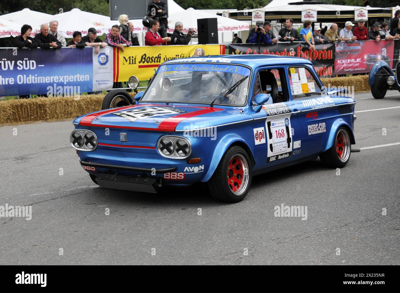 NSU TT, model year 1968, A blue rally car with the number 168 in front ...