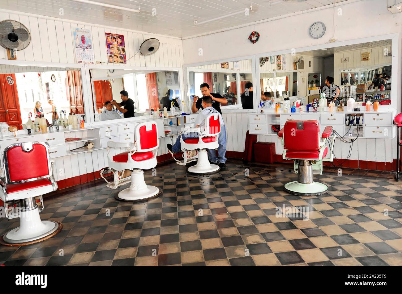 Granada, Nicaragua, Interior view of a traditional hairdressing salon ...