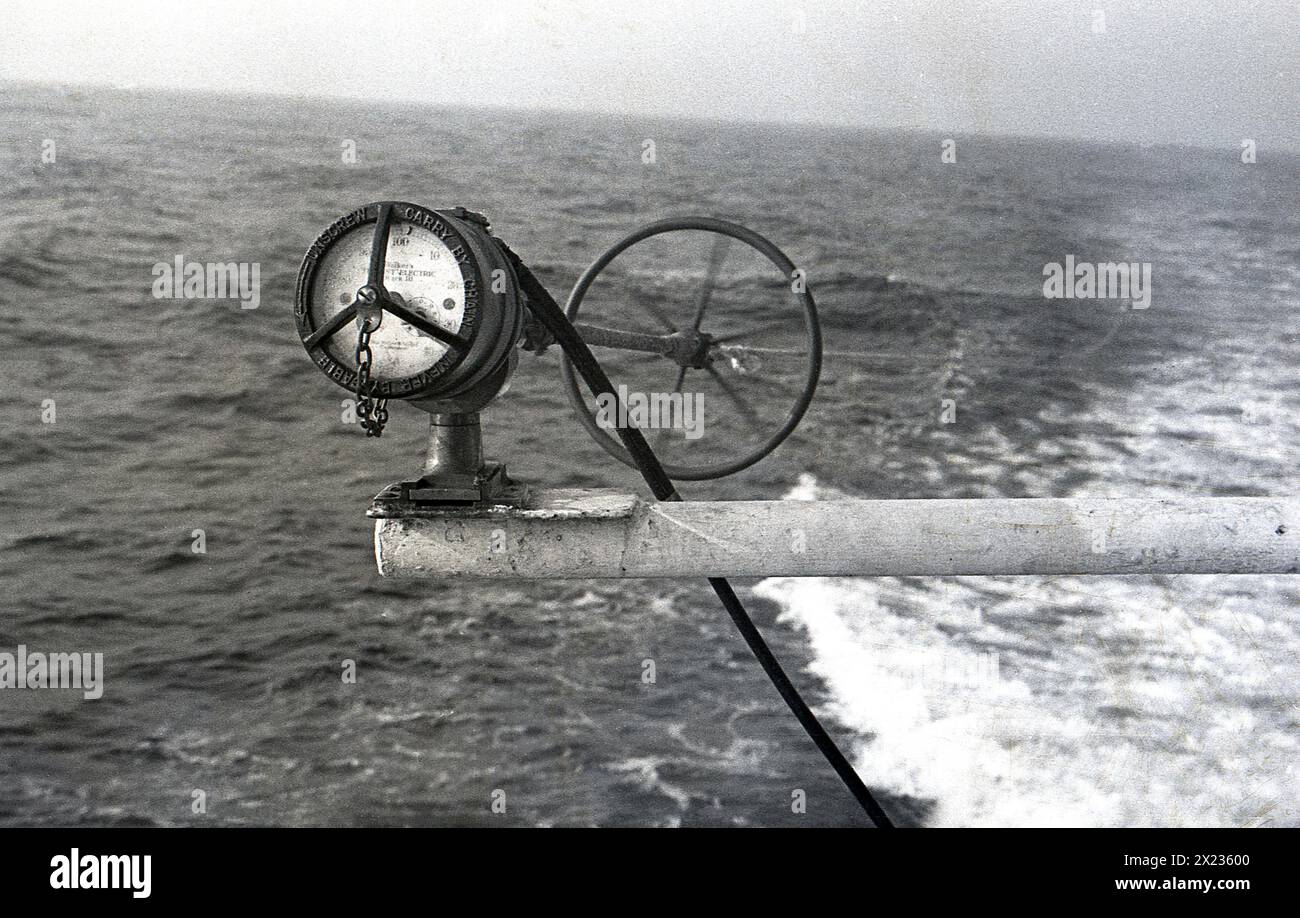 1950s, historical, on the side of the Ms Kungsholm ocean liner a metal ...