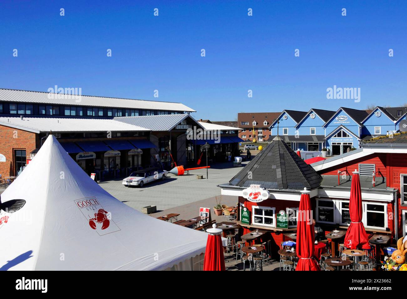List, harbour, Sylt, North Frisian island, outdoor area of a restaurant ...