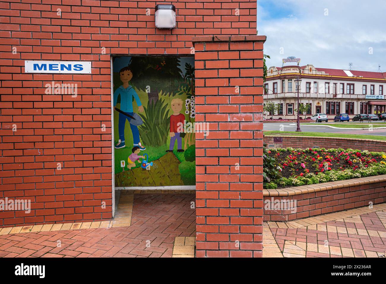 A colourful mural in the public toilet in Manchester Square, Fielding ...