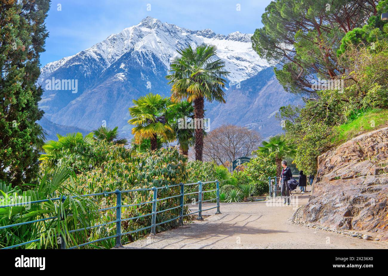 Tappeiner Promenade, Tappeiner Trail in spring with the summit at 3006 ...