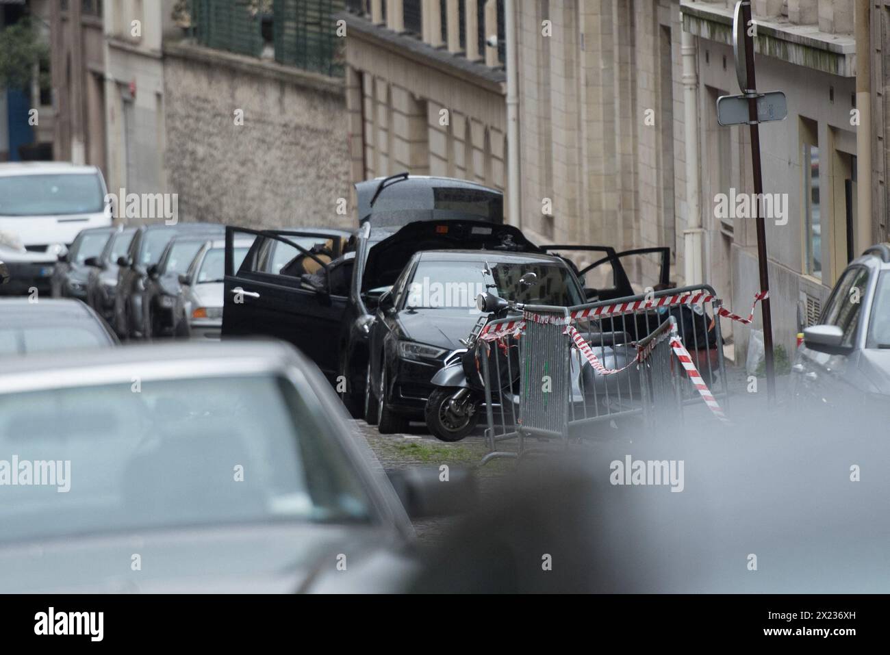 The judicial police search the suspect's car next to the Iranian ...
