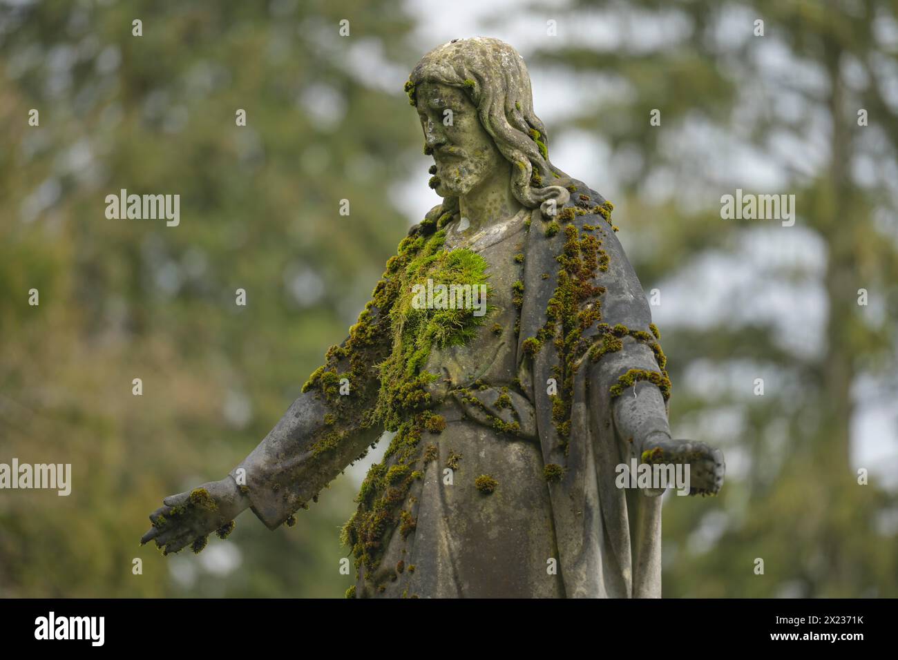 Figure, Blessing, Jesus Christ, North Cemetery, Wiesbaden, Hesse ...
