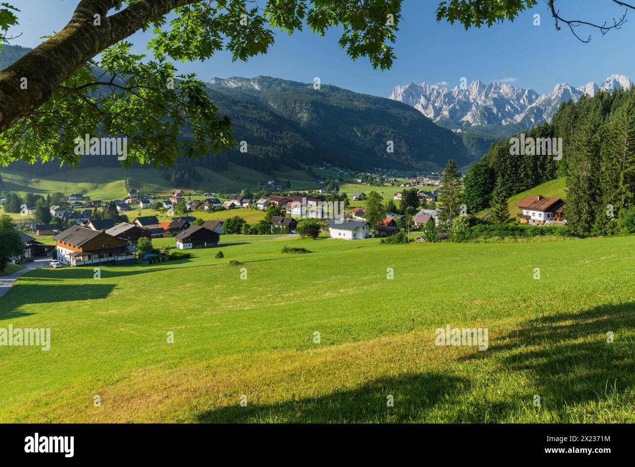 View towards Gosau, Gosaukamm, Salzkammergut, Upper Austria, Austria ...