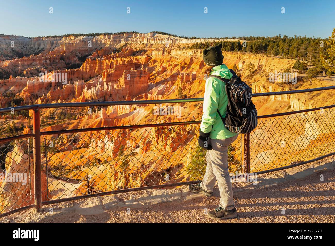 Tourist at Sunset Point, Bryce Canyon, Bryce Canyon National Park ...