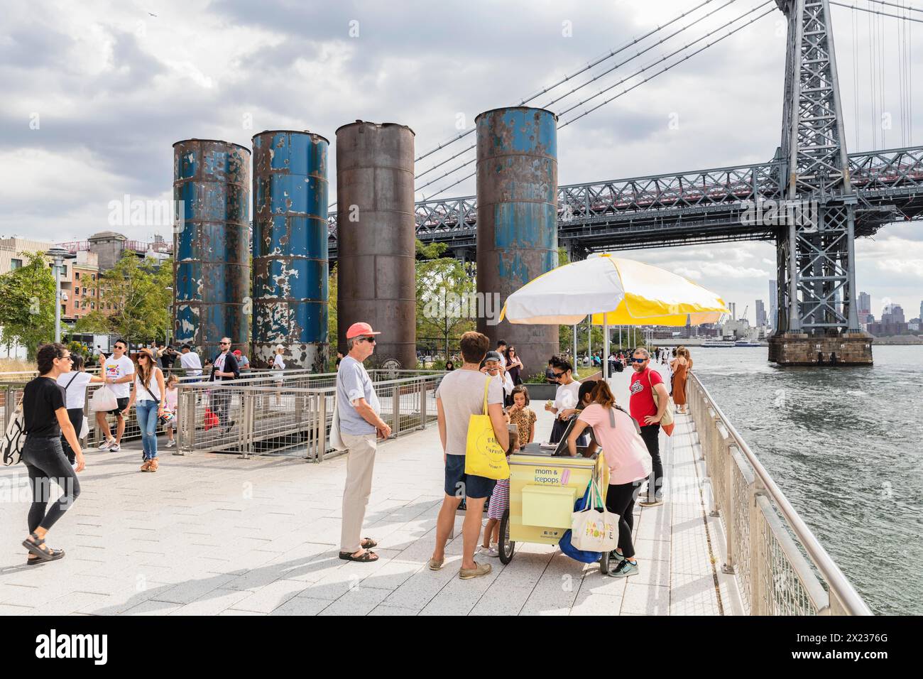 Domino Park and Williamsburg Bridge, Williamsburg, New York City, New ...