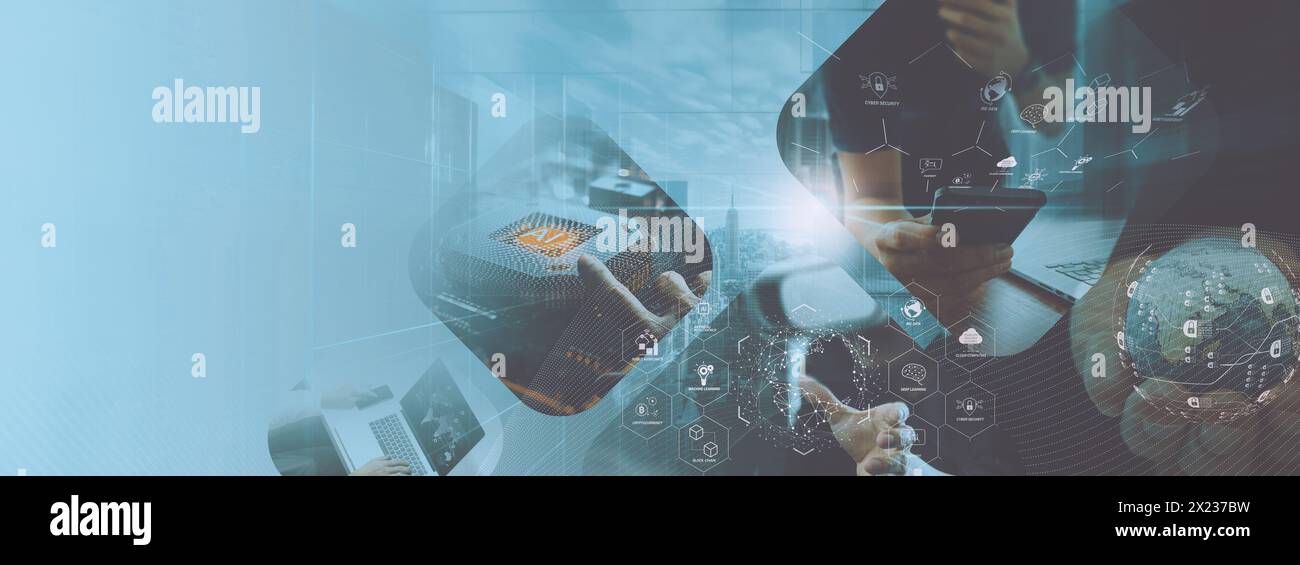 Communication network technology powered by AI concept, Business People ...