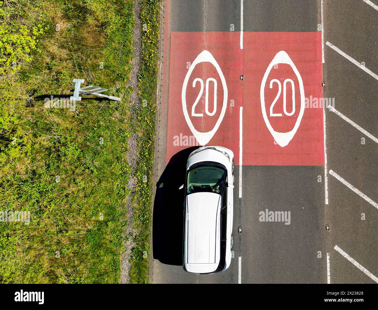 Pontypridd, Wales - 18 April 2024: Drone view of a car on the Church ...