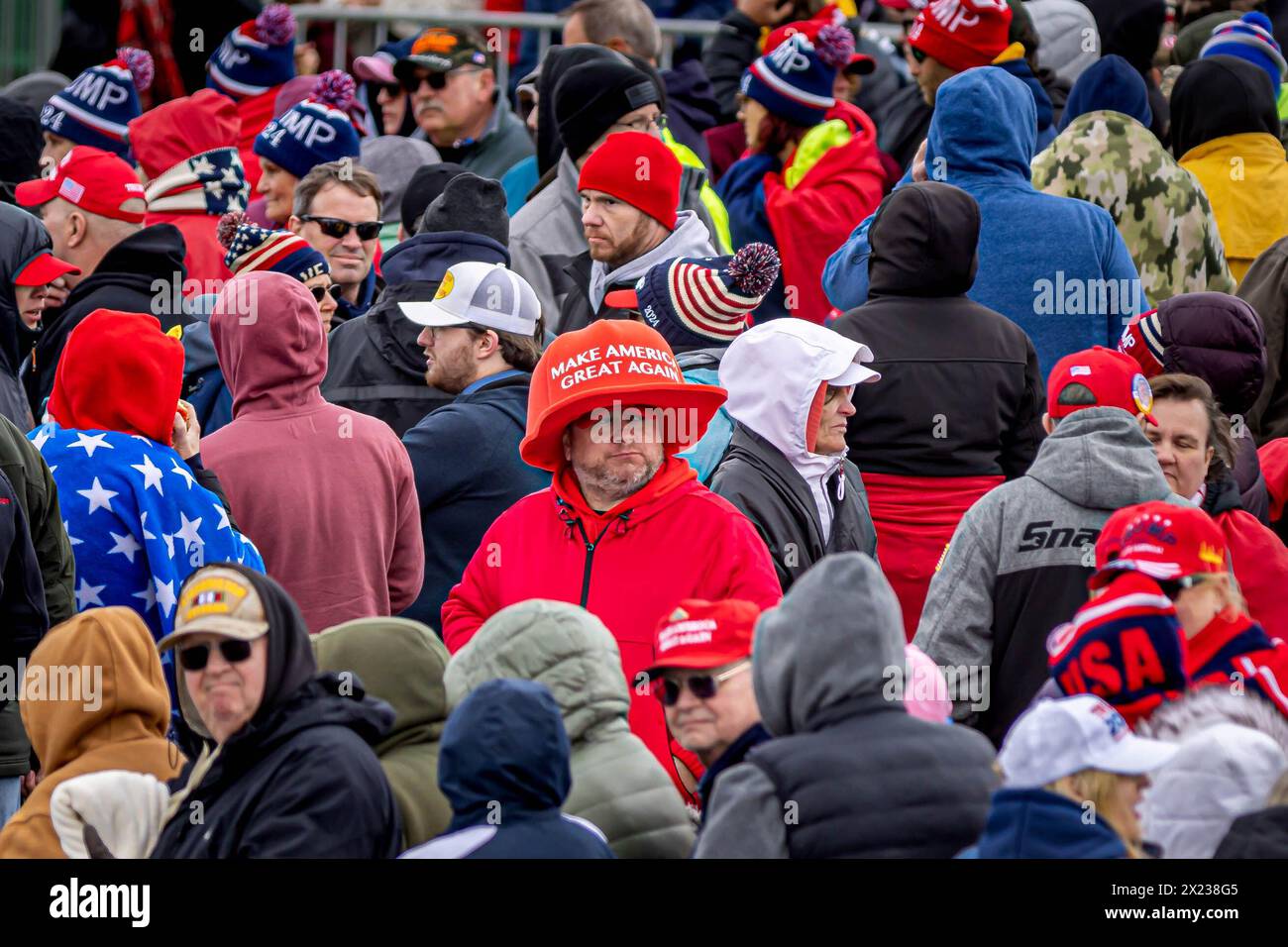 APRIL 13: Supporters of former President Trump attend a campaign rally ...