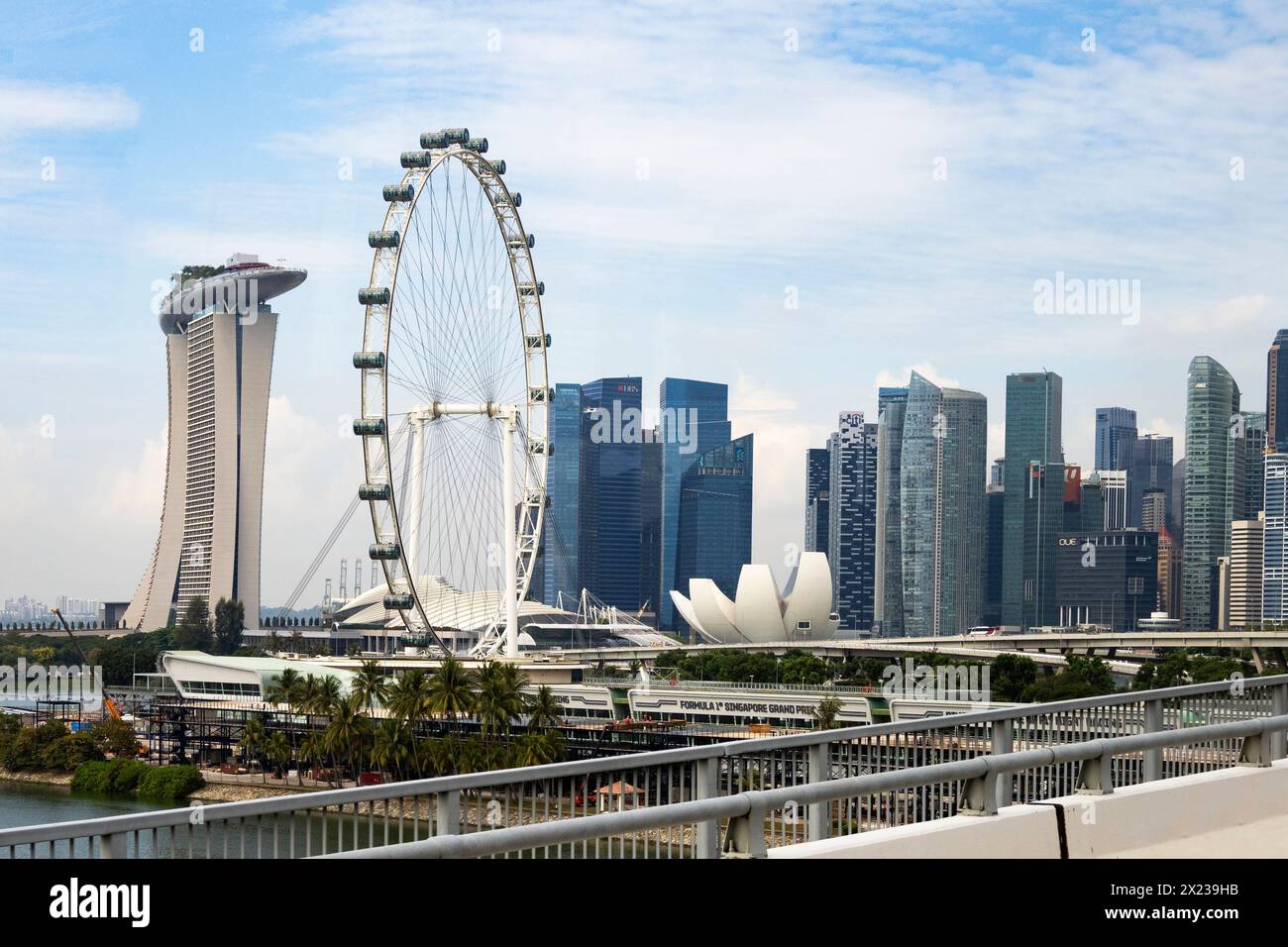 Singapore, skyline with Ferris wheel, Republic of Singapore, Southeast ...