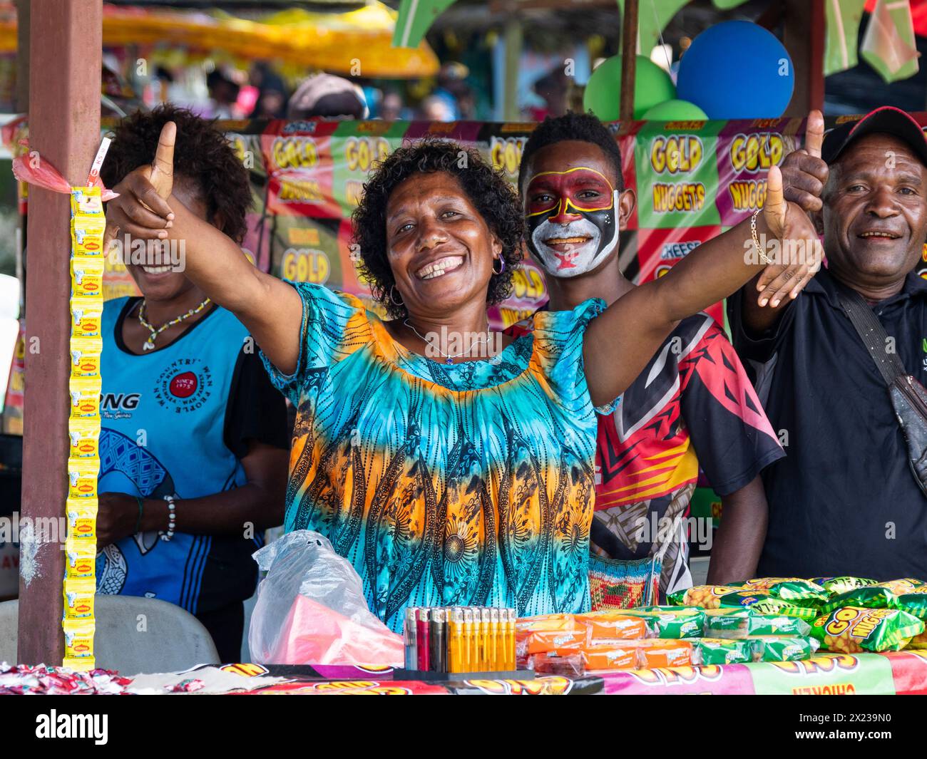 Papuans on stall at the Morobe Show, Lae, Papua New Guinea Stock Photo ...