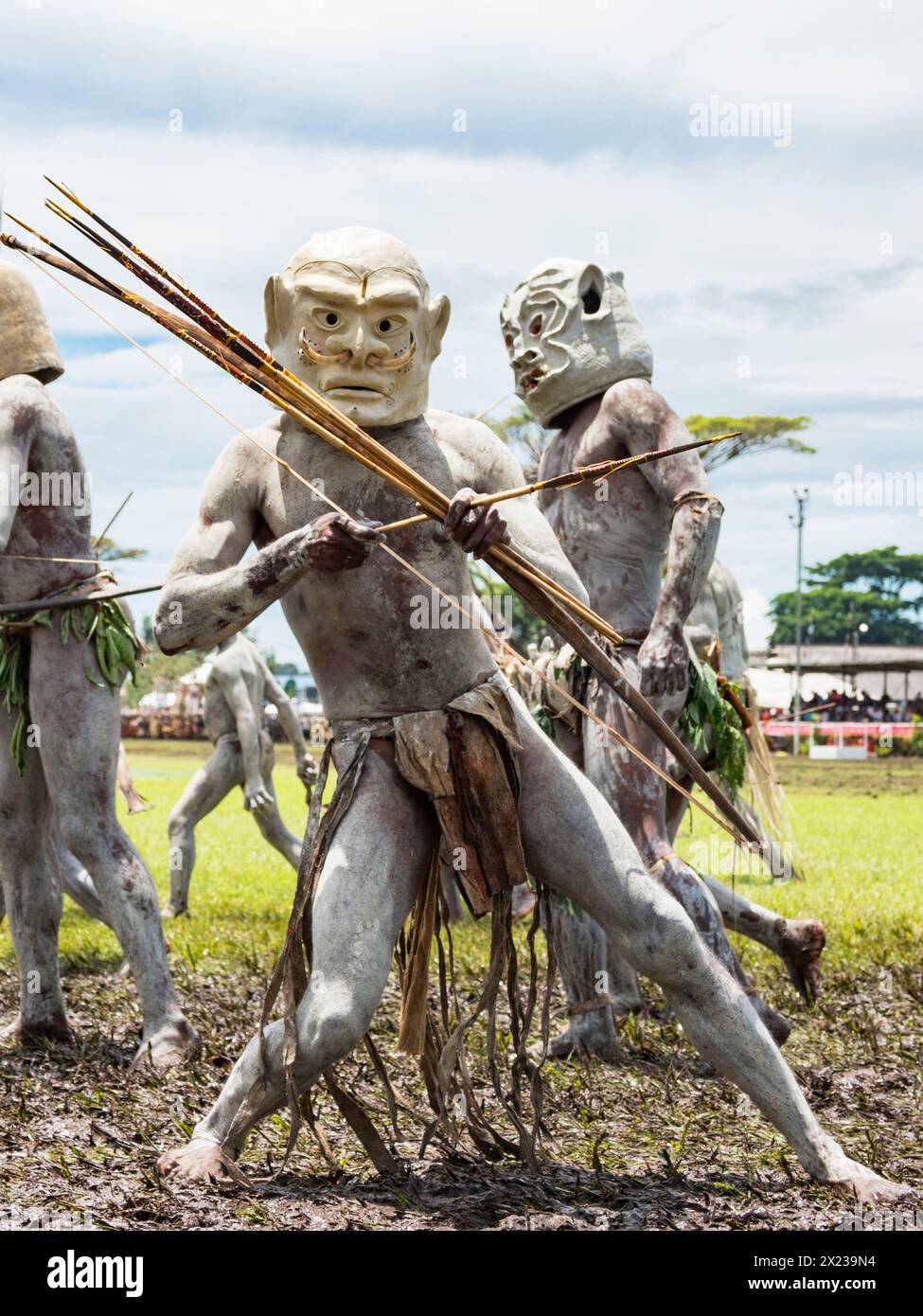 Mudmen, tribe in traditional costume, sing sing, Morobe Show, Lae ...