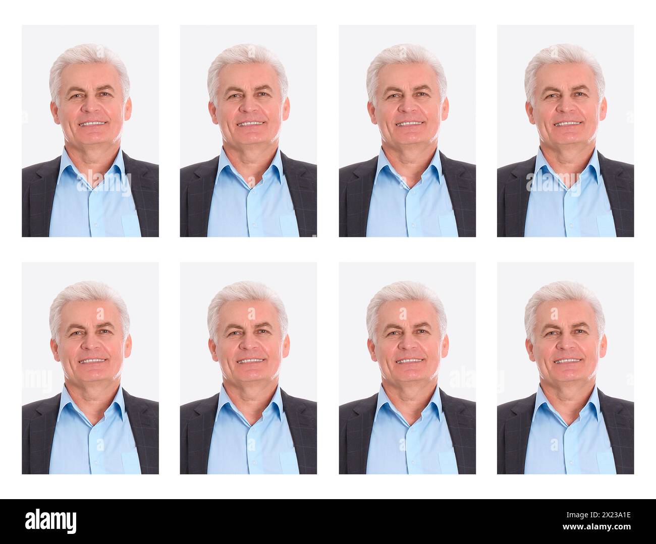 Passport photo, collage. Man on white background, set of photos Stock ...