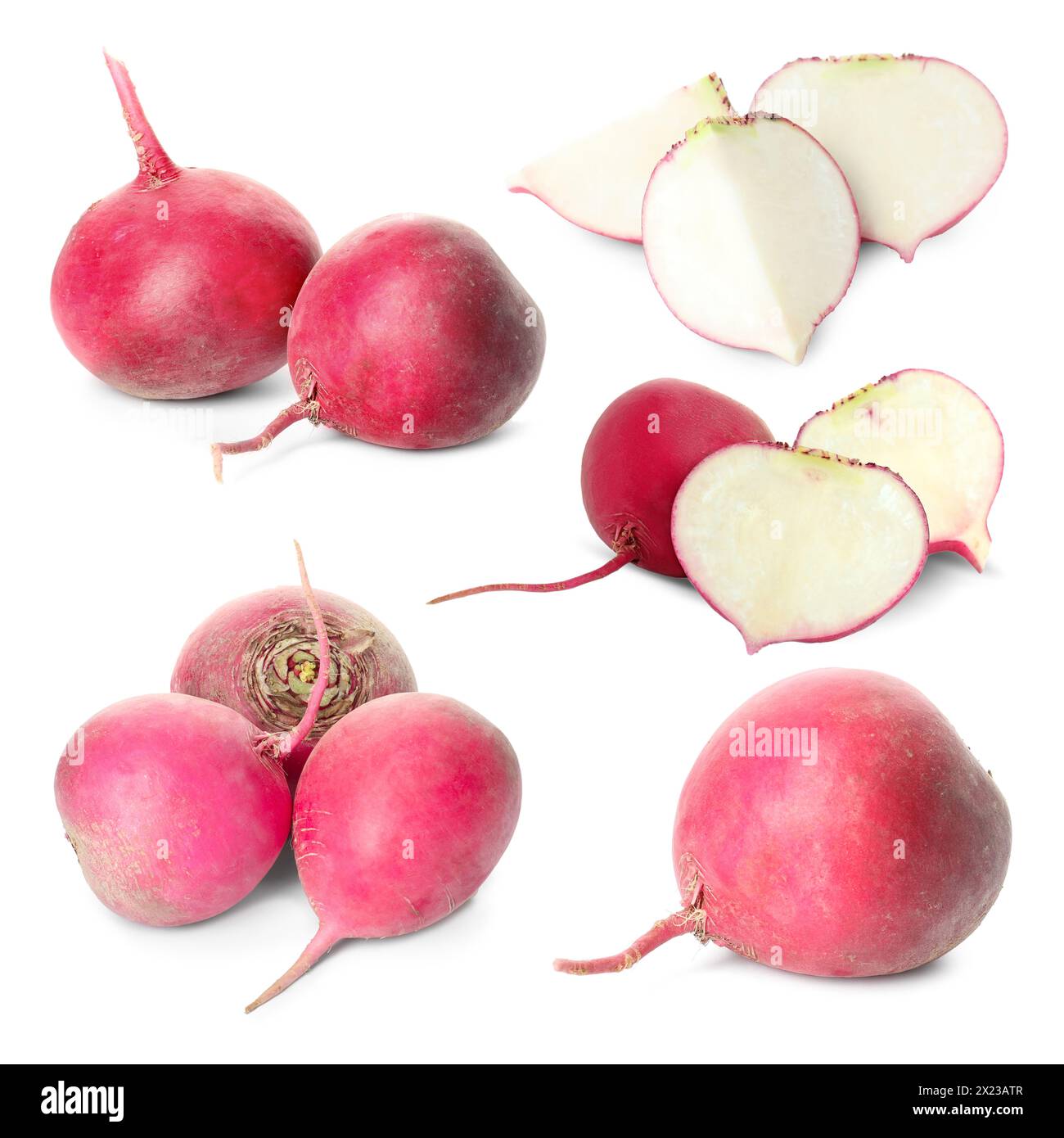 Different ripe turnips isolated on white, set Stock Photo - Alamy