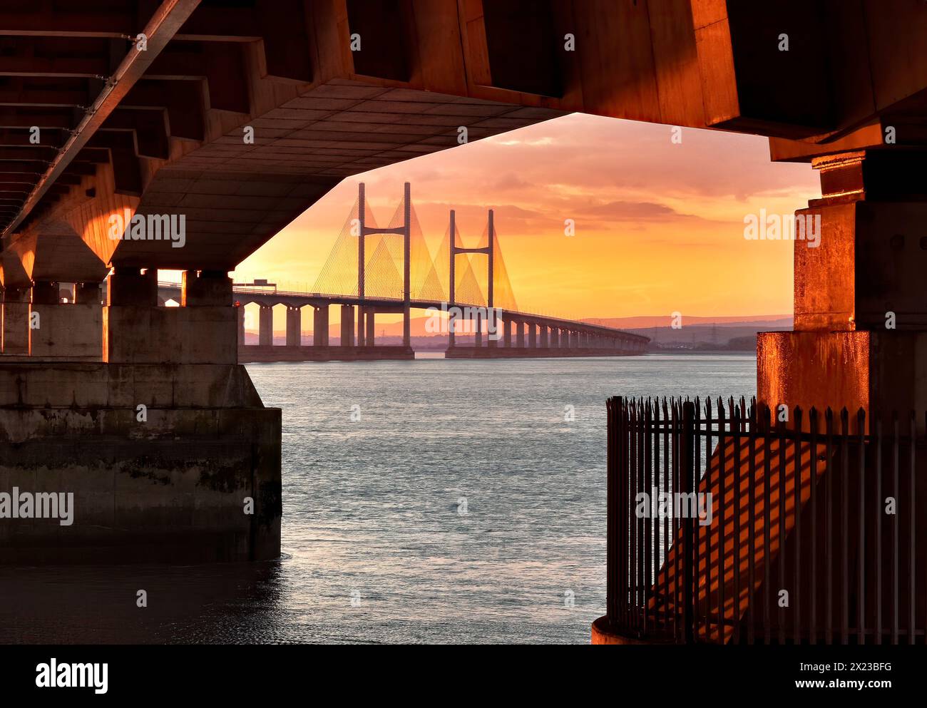 Unsual aspect of the M4 Second Severn Crossing, now called the Prince ...