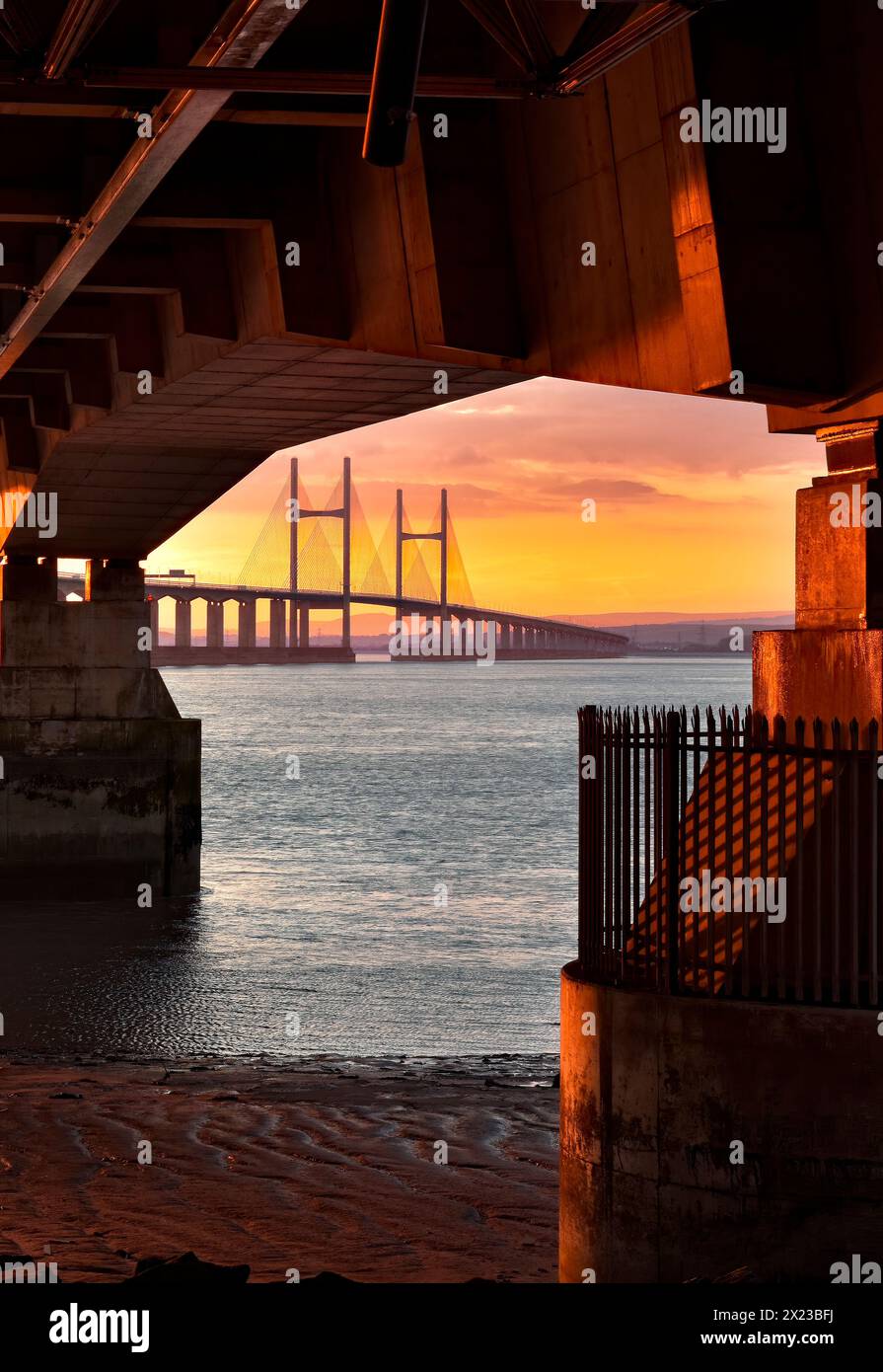 Unsual aspect of the M4 Second Severn Crossing, now called the Prince ...