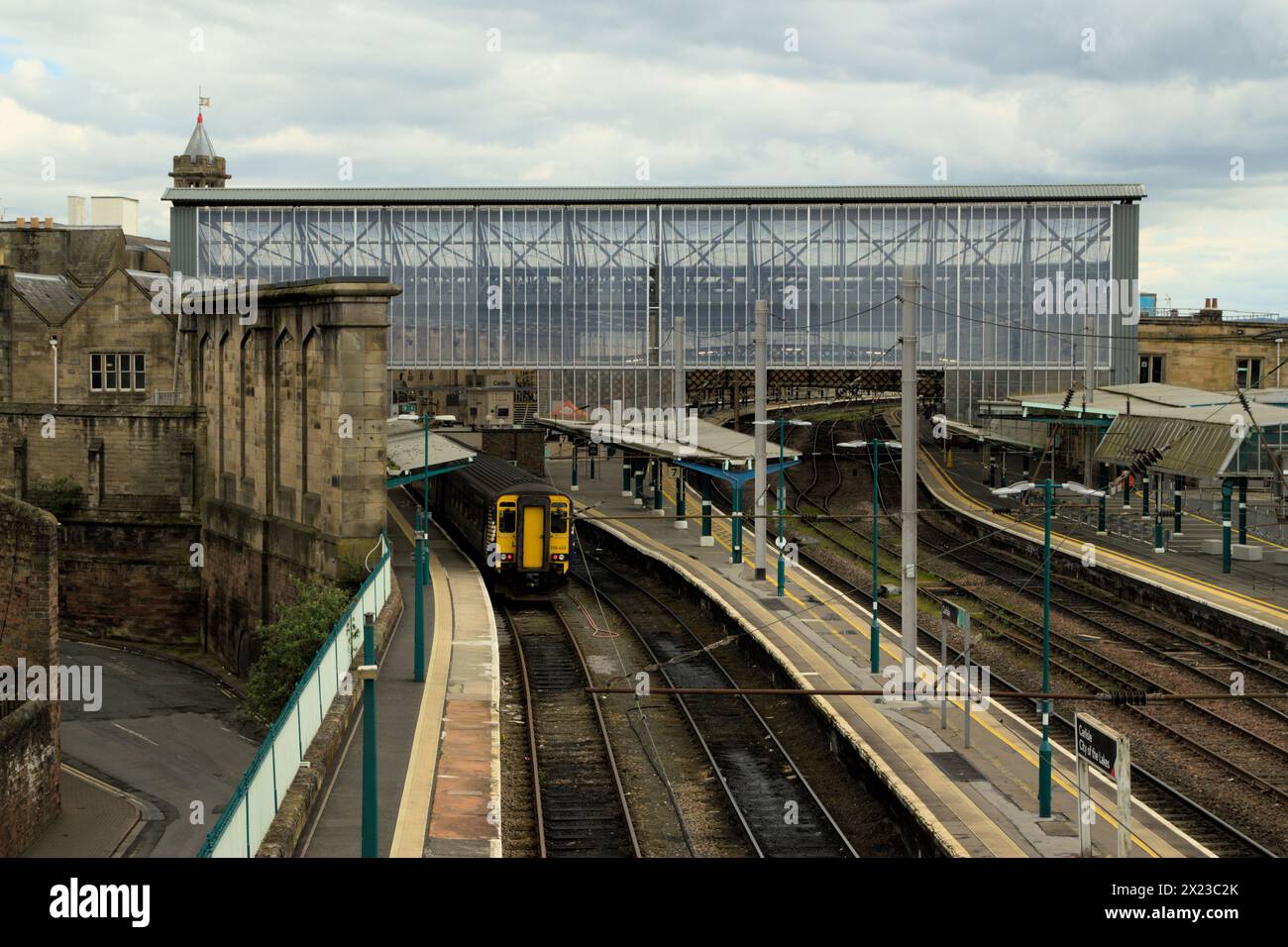 Carlisle Railway Station, view from Victoria Viaduct. ScotRail Class ...