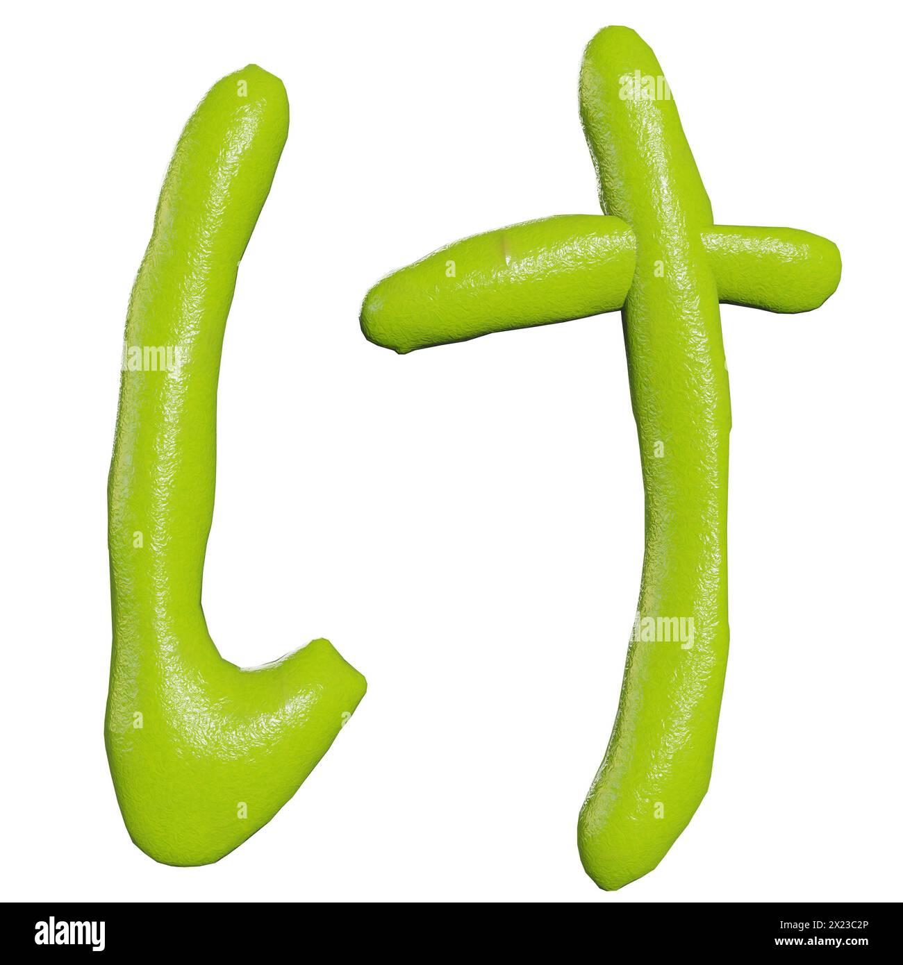 3d render of isolated wasabi japanese hiragana characters or letters on ...