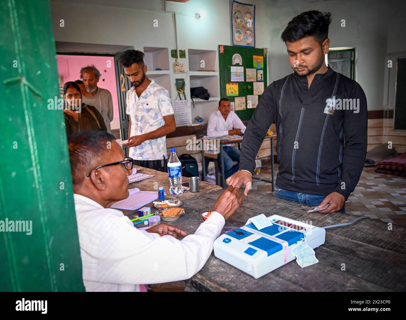 MUZAFFARNAGAR, INDIA - APRIL 19: Election officers checking the ...