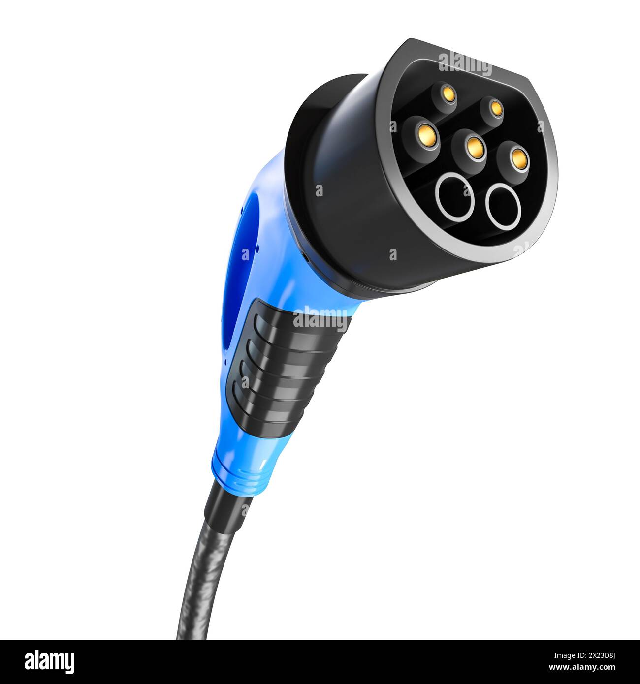 Electric vehicle charging plug isolated on white. 3d render Stock Photo ...