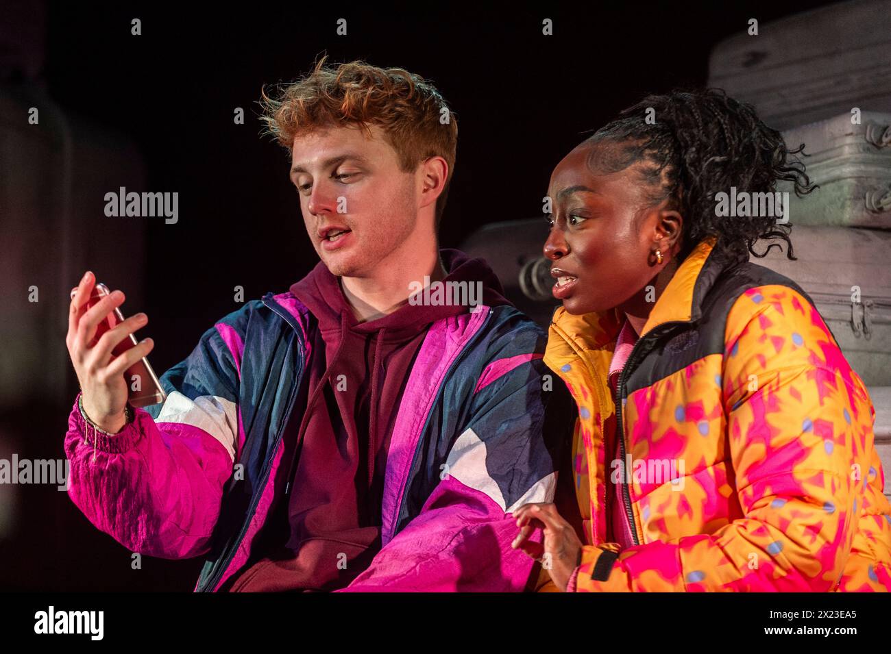London, UK. 19 April 2024. Sam Tutty as Dougal and Dujonna Gift as ...