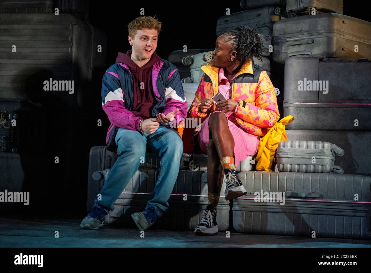 London, UK. 19 April 2024. Sam Tutty as Dougal and Dujonna Gift as ...