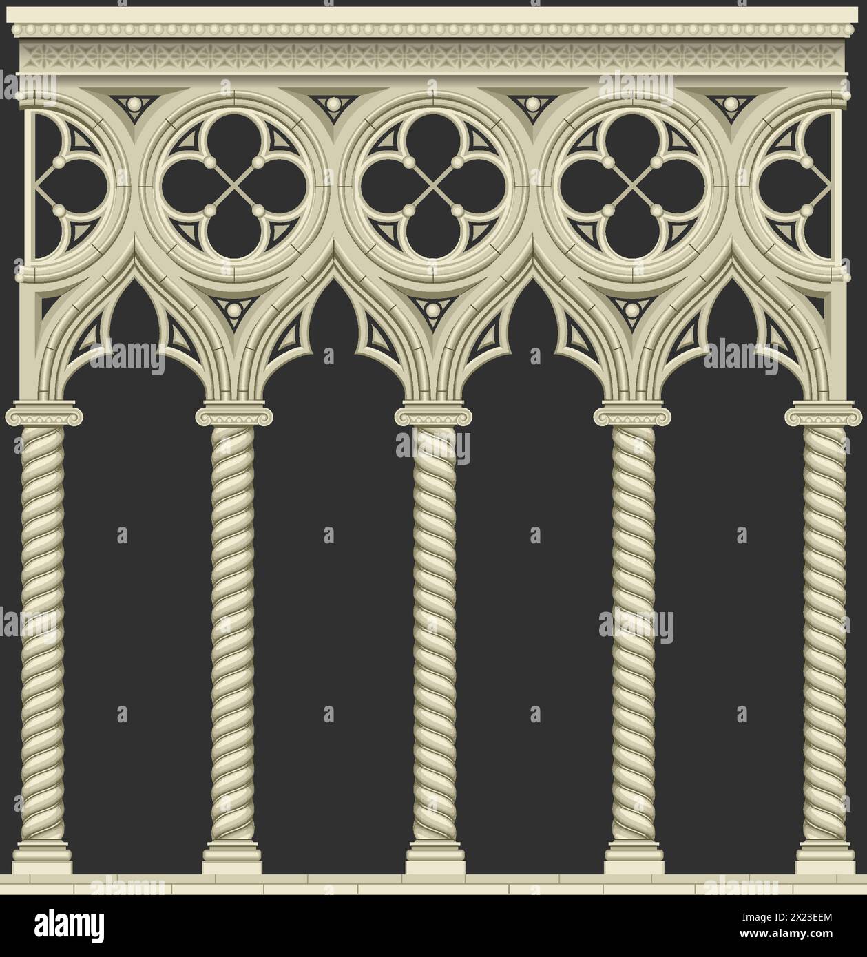 Classic arcade gallery facade of gothic cathedral Stock Vector Image ...