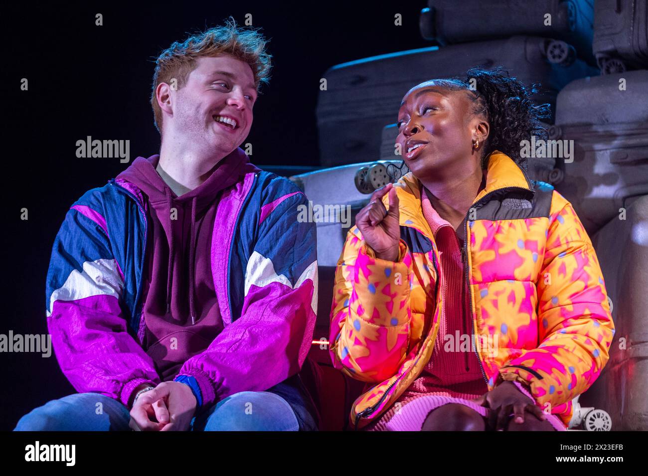 London, UK. 19 April 2024. Sam Tutty as Dougal and Dujonna Gift as ...