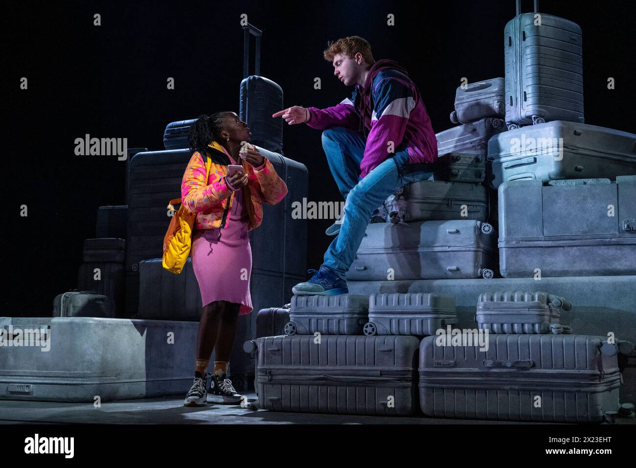 London, UK. 19 April 2024. Sam Tutty as Dougal and Dujonna Gift as ...